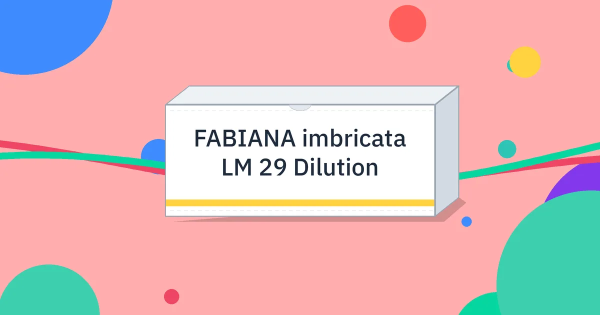 Symbolbild: Packung mit der Aufschrift FABIANA imbricata LM 29 Dilution (PZN 13485766) – Verfügbarkeit und Bezug in Apotheken in Frankfurt am Main