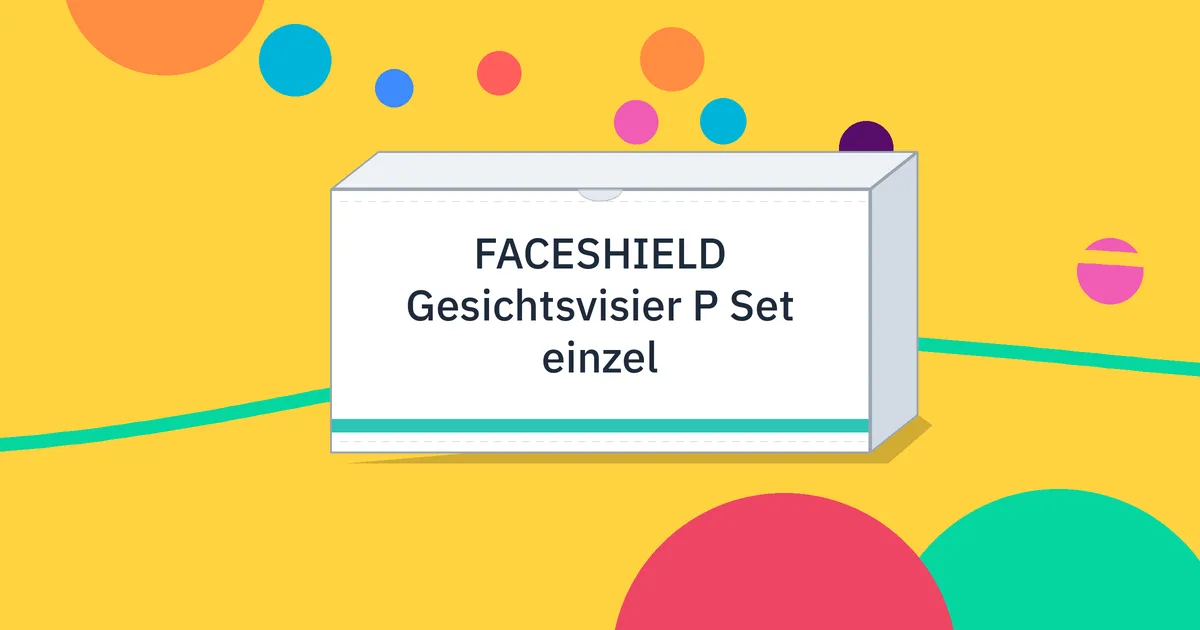 Symbolbild: Packung mit der Aufschrift FACESHIELD Gesichtsvisier P Set einzel (PZN 16797779) – Verfügbarkeit und Bezug in Apotheken in Frankfurt am Main