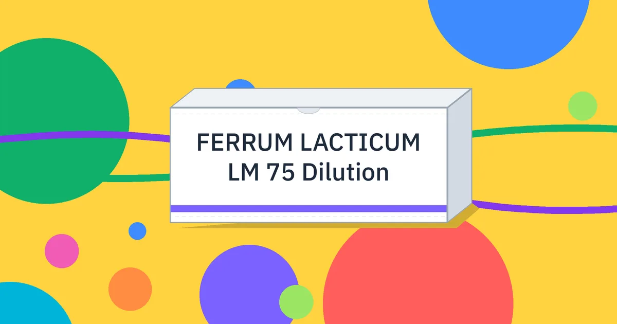 Symbolbild: Packung mit der Aufschrift FERRUM LACTICUM LM 75 Dilution (PZN 12849663) – Verfügbarkeit und Bezug in Apotheken in Frankfurt am Main