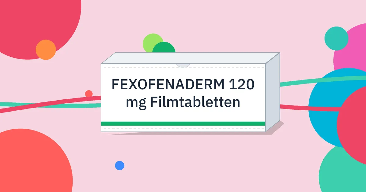 Symbolbild: Packung mit der Aufschrift FEXOFENADERM 120 mg Filmtabletten (PZN 08844134) – Verfügbarkeit und Bezug in Apotheken in Frankfurt am Main