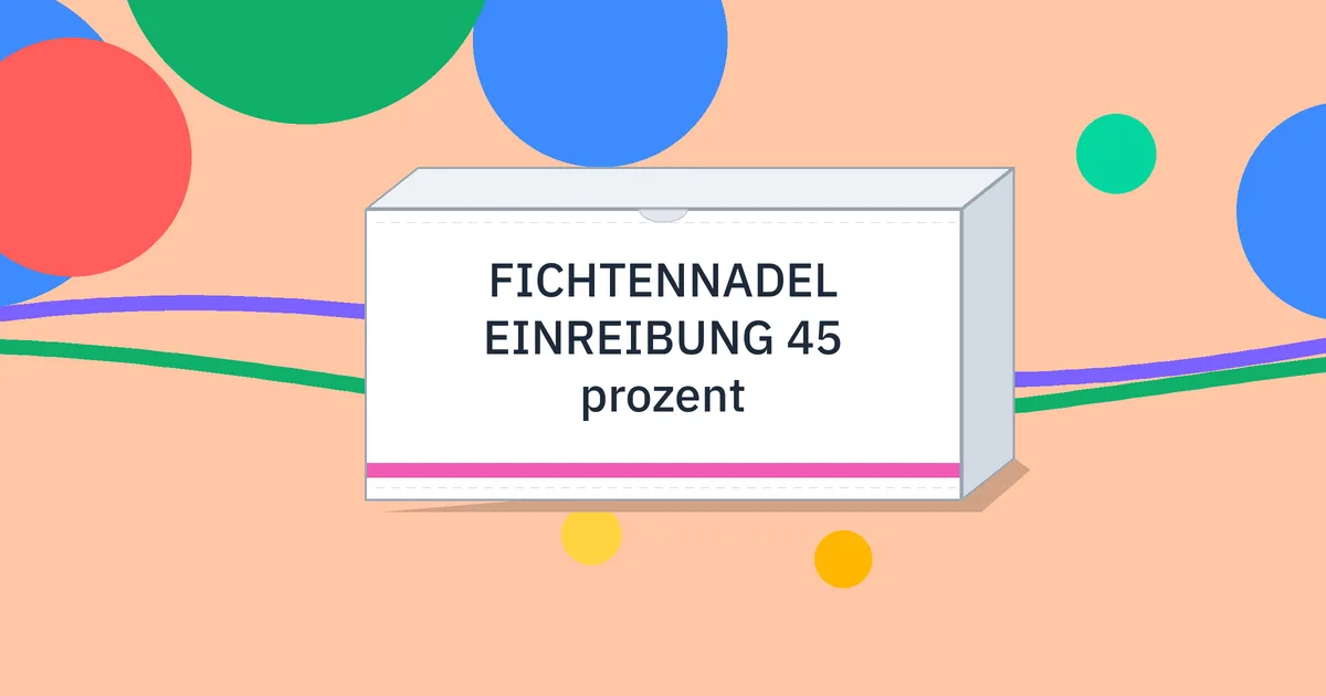 Symbolbild: Packung mit der Aufschrift FICHTENNADEL EINREIBUNG 45 prozent (PZN 03457705) – Verfügbarkeit und Bezug in Apotheken in Frankfurt am Main