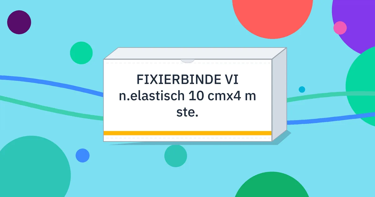 Symbolbild: Packung mit der Aufschrift FIXIERBINDE VI n.elastisch 10 cmx4 m ste. (PZN 06931739) – Verfügbarkeit und Bezug in Apotheken in Frankfurt am Main