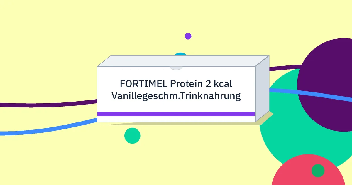 Symbolbild: Packung mit der Aufschrift FORTIMEL Protein 2 kcal Vanillegeschm.Trinknahrung (PZN 19095718) – Verfügbarkeit und Bezug in Apotheken in Frankfurt am Main