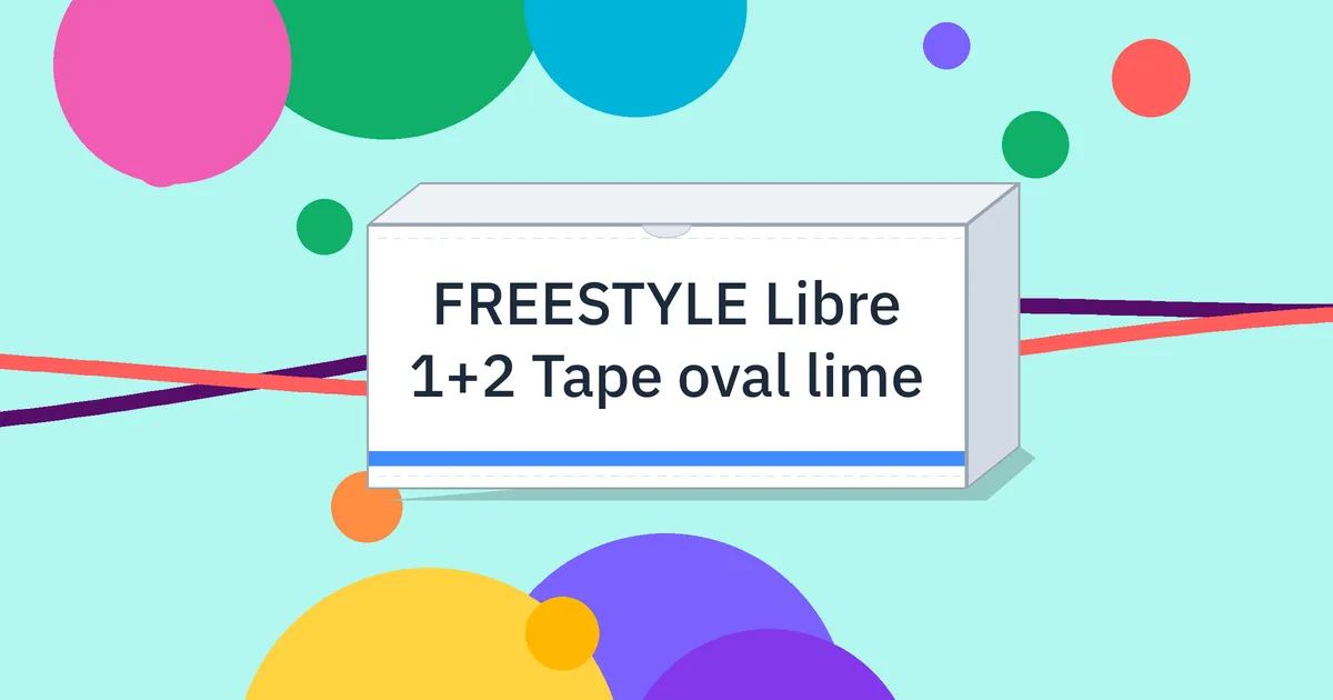 Symbolbild: Packung mit der Aufschrift FREESTYLE Libre 1+2 Tape oval lime (PZN 18177822) – Verfügbarkeit und Bezug in Apotheken in Frankfurt am Main