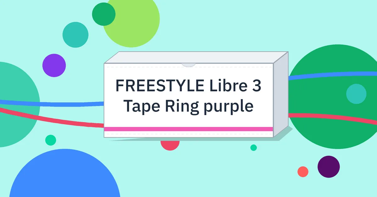 Symbolbild: Packung mit der Aufschrift FREESTYLE Libre 3 Tape Ring purple (PZN 18178431) – Verfügbarkeit und Bezug in Apotheken in Frankfurt am Main