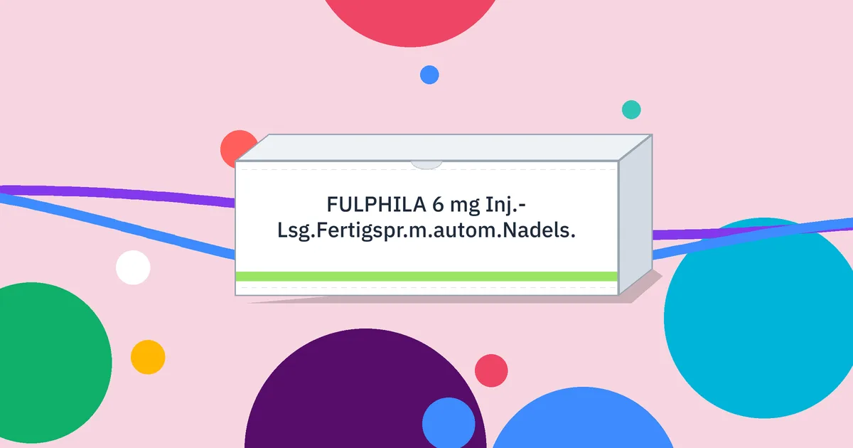 Symbolbild: Packung mit der Aufschrift FULPHILA 6 mg Inj.-Lsg.Fertigspr.m.autom.Nadels. (PZN 18228896) – Verfügbarkeit und Bezug in Apotheken in Frankfurt am Main