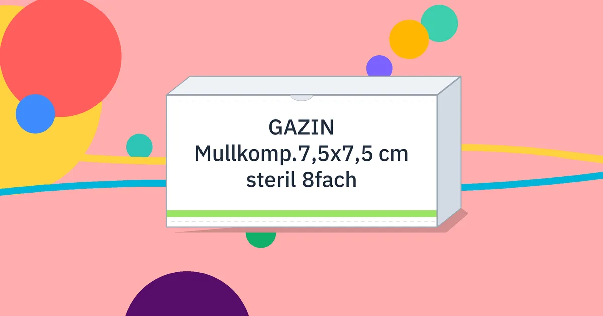 Symbolbild: Packung mit der Aufschrift GAZIN Mullkomp.7,5x7,5 cm steril 8fach (PZN 19700964) – Verfügbarkeit und Bezug in Apotheken in Frankfurt am Main