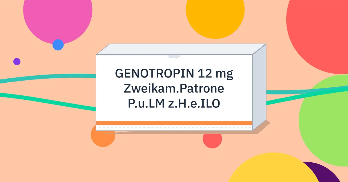 Symbolbild: Packung mit der Aufschrift GENOTROPIN 12 mg Zweikam.Patrone P.u.LM z.H.e.ILO (PZN 00832835) – Verfügbarkeit und Bezug in Apotheken in Frankfurt am Main