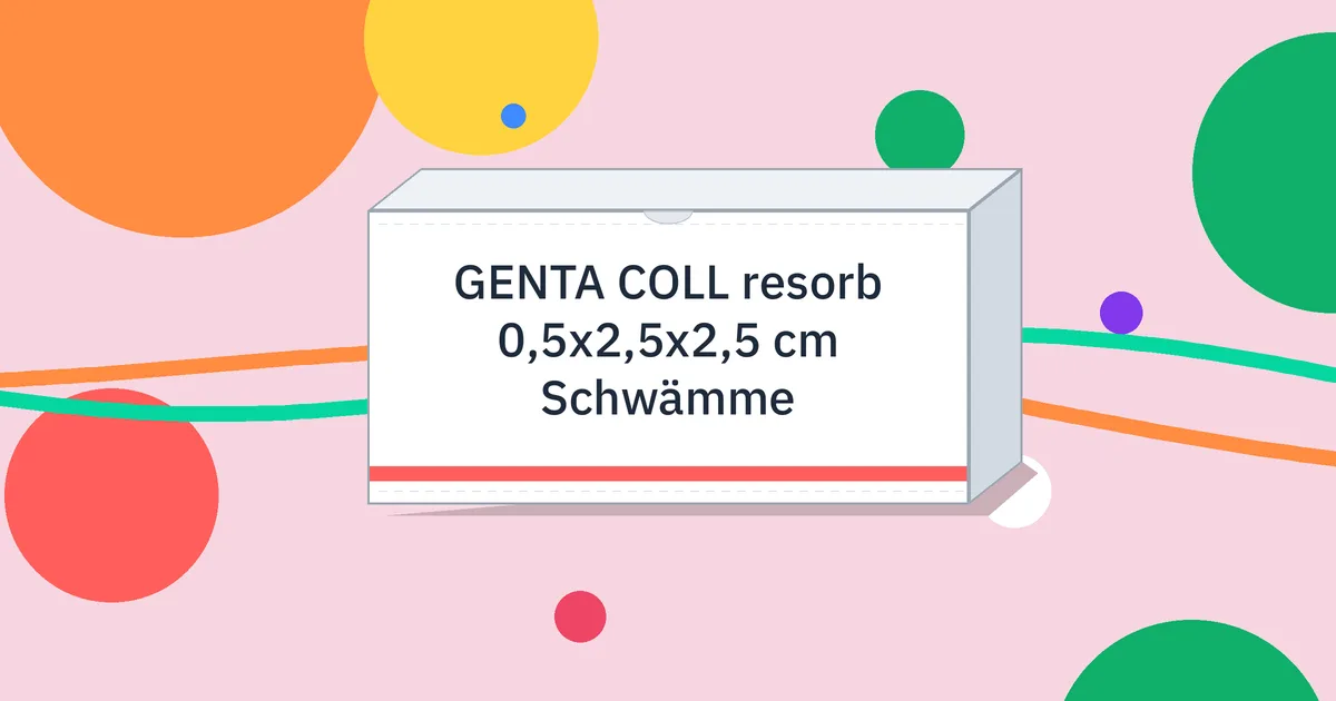 Symbolbild: Packung mit der Aufschrift GENTA COLL resorb 0,5x2,5x2,5 cm Schwämme (PZN 00744137) – Verfügbarkeit und Bezug in Apotheken in Frankfurt am Main