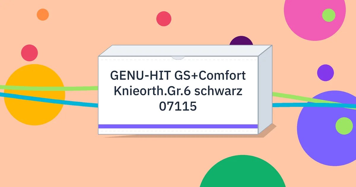 Symbolbild: Packung mit der Aufschrift GENU-HIT GS+Comfort Knieorth.Gr.6 schwarz 07115 (PZN 20835379) – Verfügbarkeit und Bezug in Apotheken in Frankfurt am Main