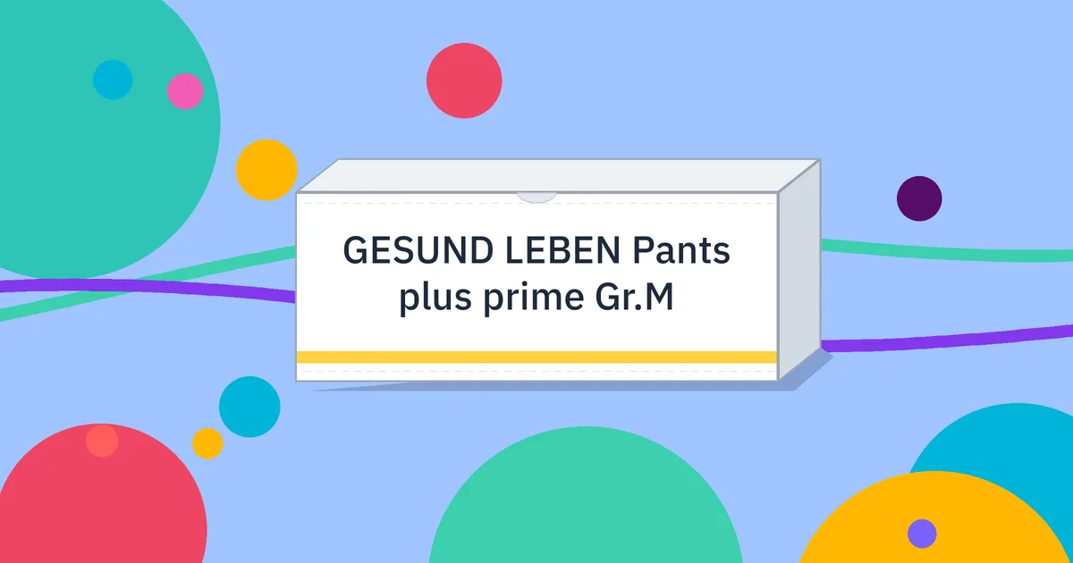 Symbolbild: Packung mit der Aufschrift GESUND LEBEN Pants plus prime Gr.M (PZN 12638127) – Verfügbarkeit und Bezug in Apotheken in Frankfurt am Main