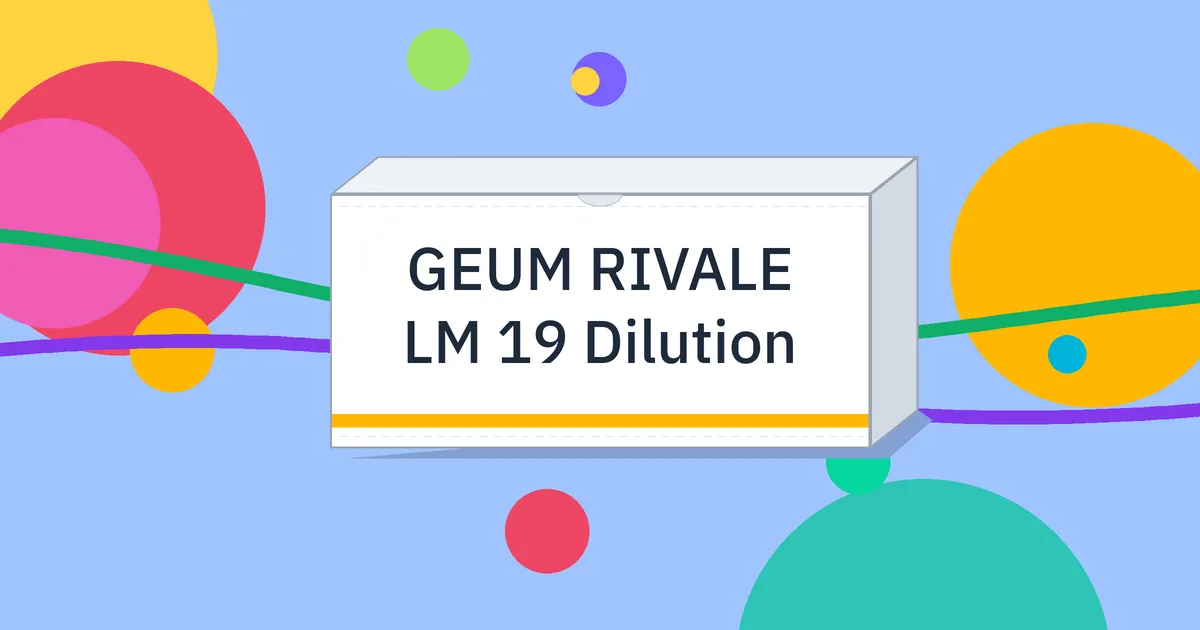 Symbolbild: Packung mit der Aufschrift GEUM RIVALE LM 19 Dilution (PZN 13542895) – Verfügbarkeit und Bezug in Apotheken in Frankfurt am Main
