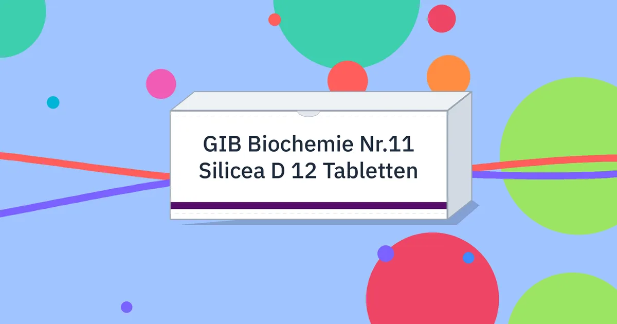 Symbolbild: Packung mit der Aufschrift GIB Biochemie Nr.11 Silicea D 12 Tabletten (PZN 08481660) – Verfügbarkeit und Bezug in Apotheken in Frankfurt am Main