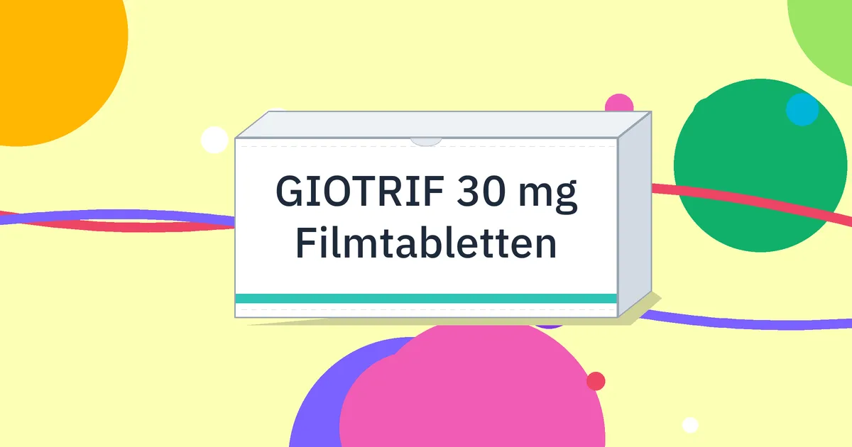 Symbolbild: Packung mit der Aufschrift GIOTRIF 30 mg Filmtabletten (PZN 10826439) – Verfügbarkeit und Bezug in Apotheken in Frankfurt am Main