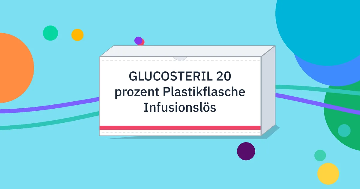 Symbolbild: Packung mit der Aufschrift GLUCOSTERIL 20 prozent Plastikflasche Infusionslös (PZN 03236223) – Verfügbarkeit und Bezug in Apotheken in Frankfurt am Main