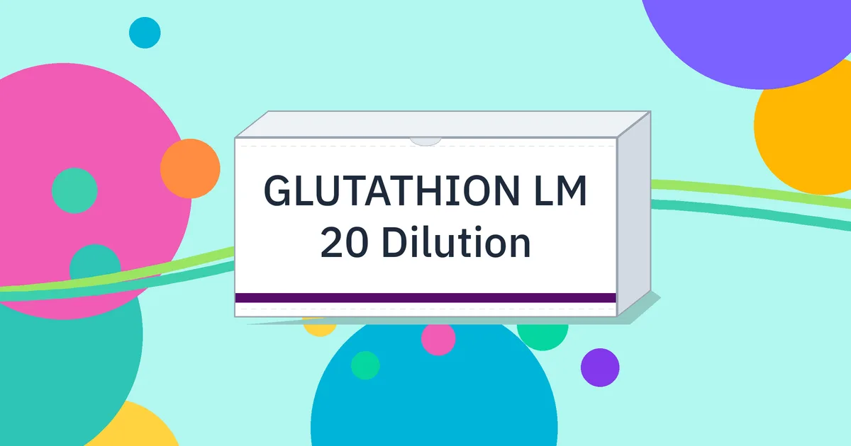 Symbolbild: Packung mit der Aufschrift GLUTATHION LM 20 Dilution (PZN 12879954) – Verfügbarkeit und Bezug in Apotheken in Frankfurt am Main