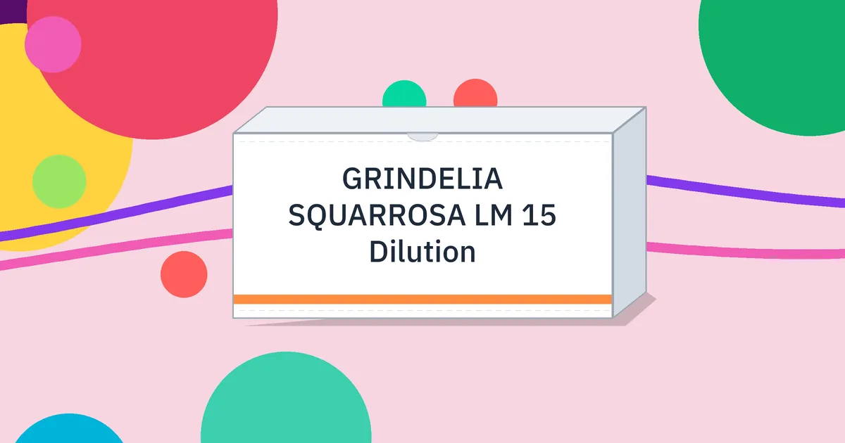 Symbolbild: Packung mit der Aufschrift GRINDELIA SQUARROSA LM 15 Dilution (PZN 13547496) – Verfügbarkeit und Bezug in Apotheken in Frankfurt am Main