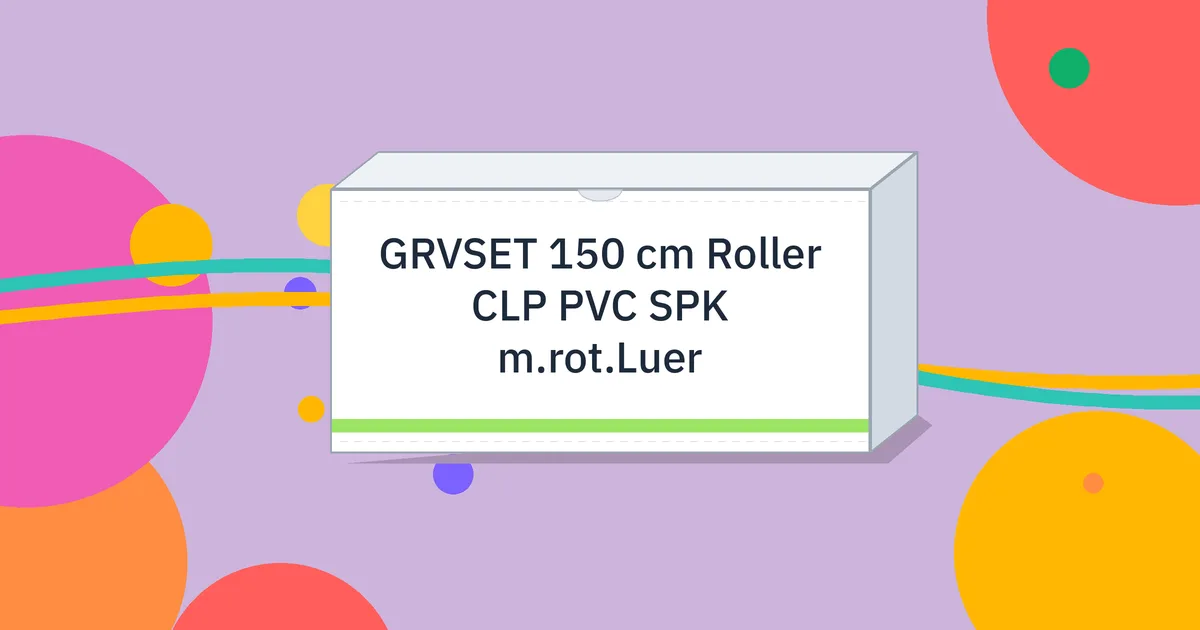 Symbolbild: Packung mit der Aufschrift GRVSET 150 cm Roller CLP PVC SPK m.rot.Luer (PZN 17897448) – Verfügbarkeit und Bezug in Apotheken in Frankfurt am Main