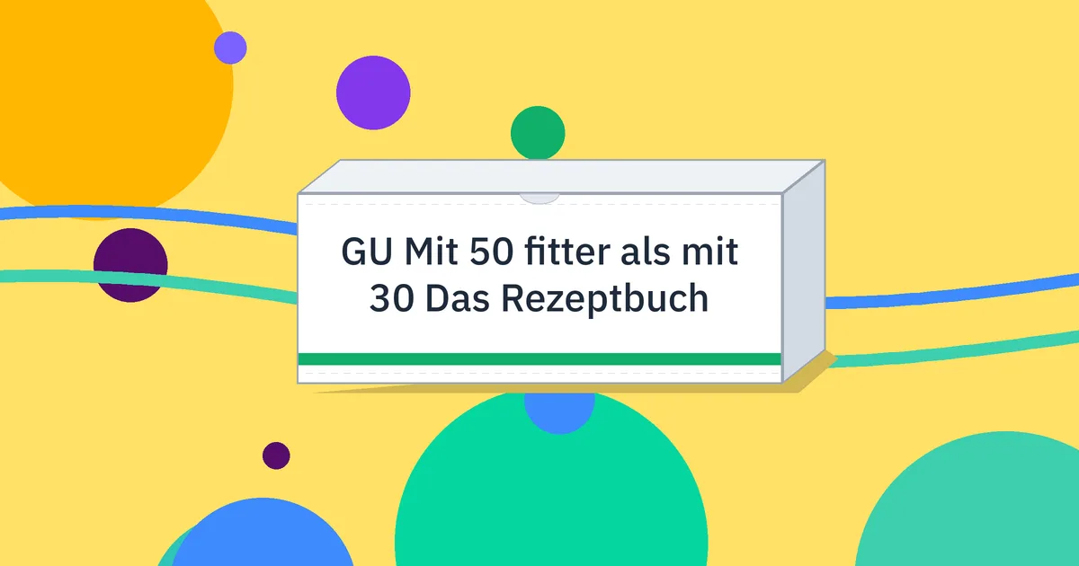 Symbolbild: Packung mit der Aufschrift GU Mit 50 fitter als mit 30 Das Rezeptbuch (PZN 19079576) – Verfügbarkeit und Bezug in Apotheken in Frankfurt am Main
