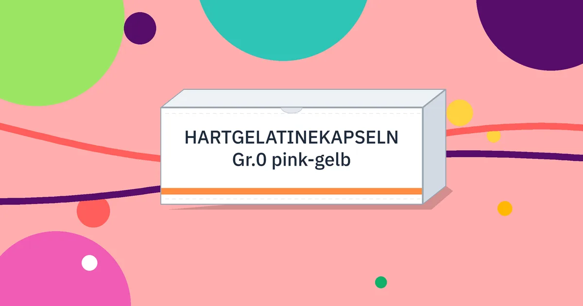Symbolbild: Packung mit der Aufschrift HARTGELATINEKAPSELN Gr.0 pink-gelb (PZN 17857868) – Verfügbarkeit und Bezug in Apotheken in Frankfurt am Main