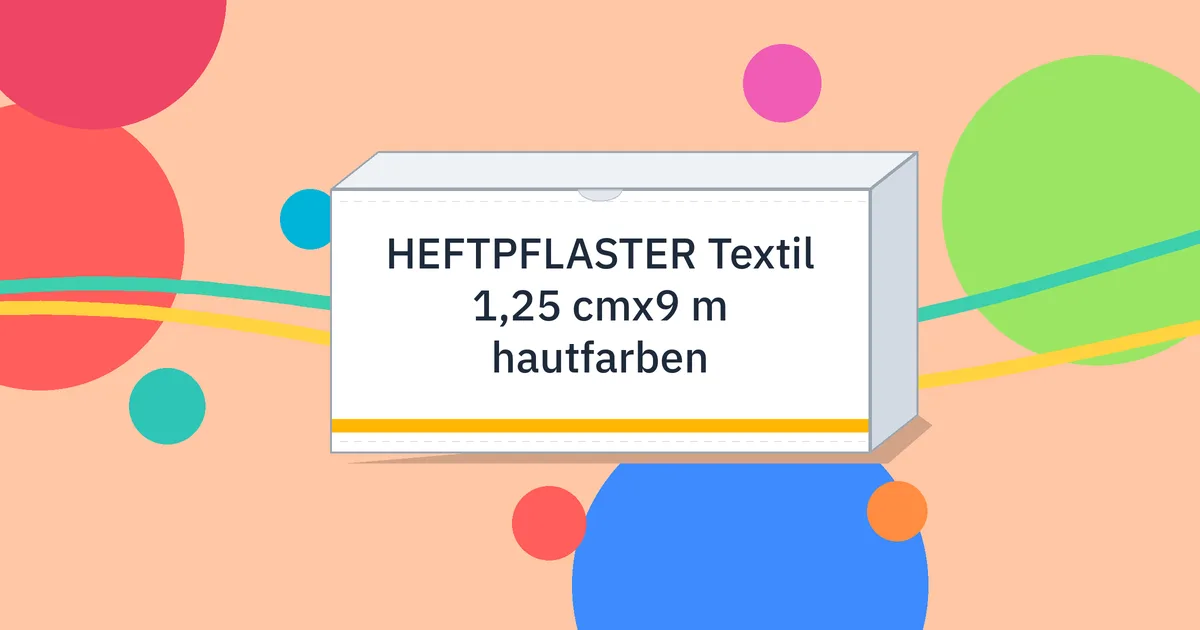 Symbolbild: Packung mit der Aufschrift HEFTPFLASTER Textil 1,25 cmx9 m hautfarben (PZN 00516927) – Verfügbarkeit und Bezug in Apotheken in Frankfurt am Main