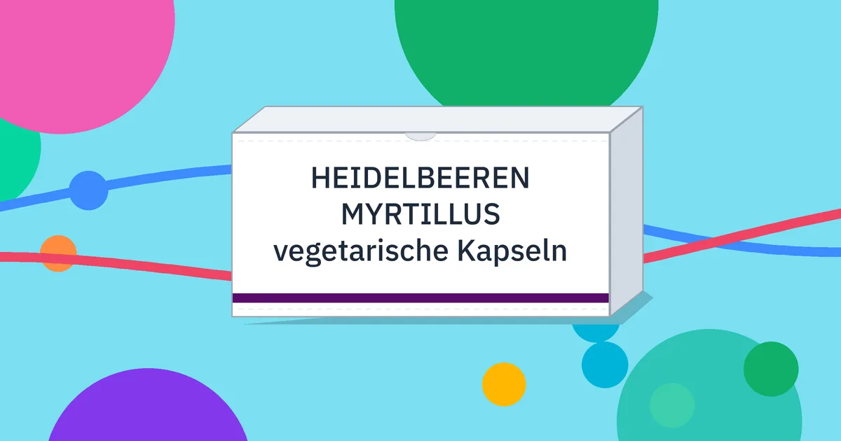 Symbolbild: Packung mit der Aufschrift HEIDELBEEREN MYRTILLUS vegetarische Kapseln (PZN 05047242) – Verfügbarkeit und Bezug in Apotheken in Frankfurt am Main