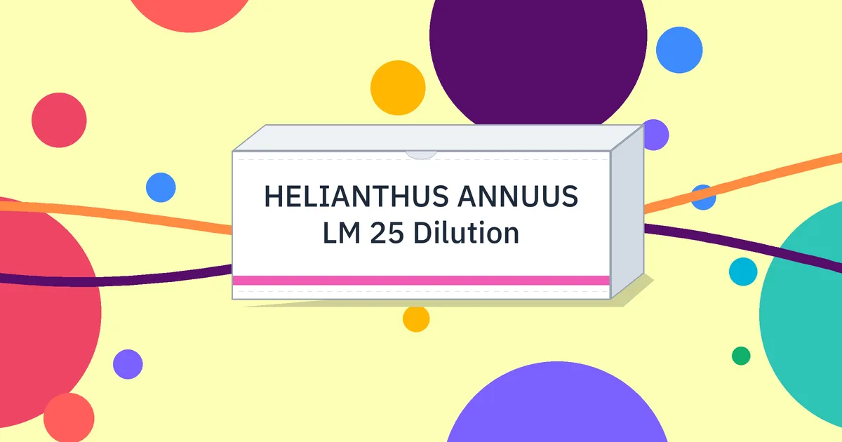 Symbolbild: Packung mit der Aufschrift HELIANTHUS ANNUUS LM 25 Dilution (PZN 12885966) – Verfügbarkeit und Bezug in Apotheken in Frankfurt am Main