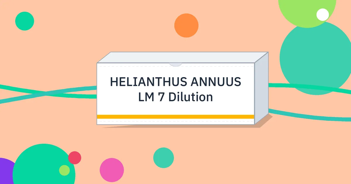 Symbolbild: Packung mit der Aufschrift HELIANTHUS ANNUUS LM 7 Dilution (PZN 12885736) – Verfügbarkeit und Bezug in Apotheken in Frankfurt am Main