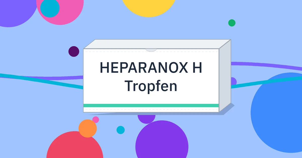 Symbolbild: Packung mit der Aufschrift HEPARANOX H Tropfen (PZN 05918122) – Verfügbarkeit und Bezug in Apotheken in Frankfurt am Main