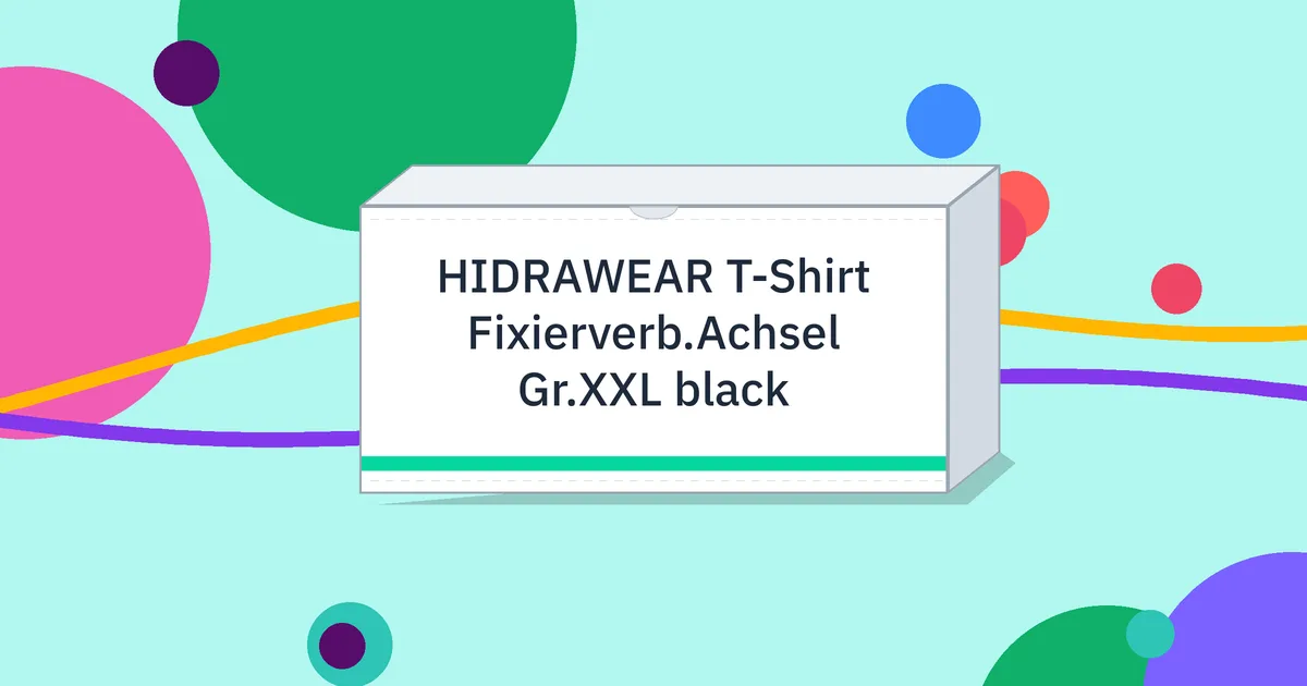 Symbolbild: Packung mit der Aufschrift HIDRAWEAR T-Shirt Fixierverb.Achsel Gr.XXL black (PZN 20833564) – Verfügbarkeit und Bezug in Apotheken in Frankfurt am Main