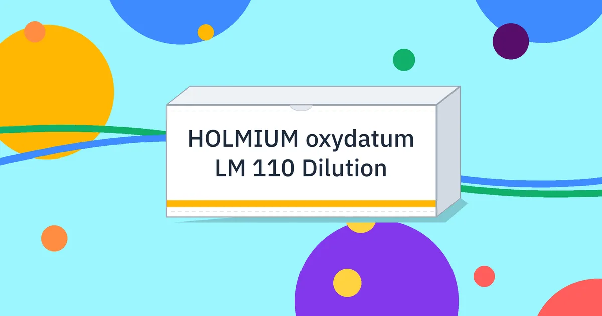 Symbolbild: Packung mit der Aufschrift HOLMIUM oxydatum LM 110 Dilution (PZN 13555194) – Verfügbarkeit und Bezug in Apotheken in Frankfurt am Main