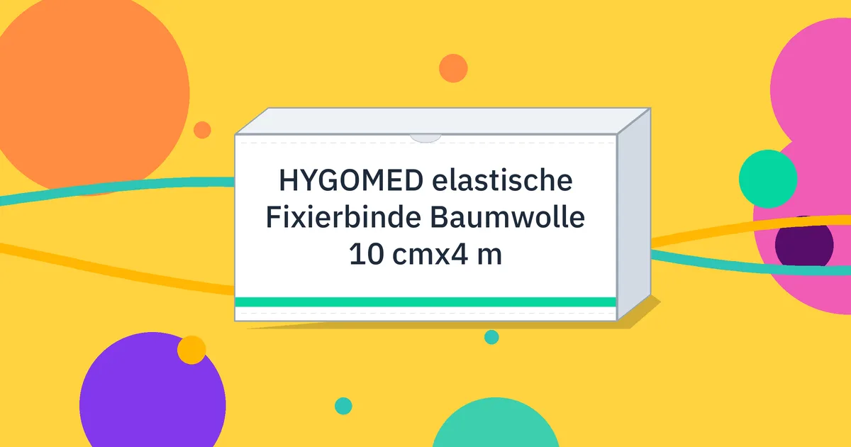 Symbolbild: Packung mit der Aufschrift HYGOMED elastische Fixierbinde Baumwolle 10 cmx4 m (PZN 20934874) – Verfügbarkeit und Bezug in Apotheken in Frankfurt am Main