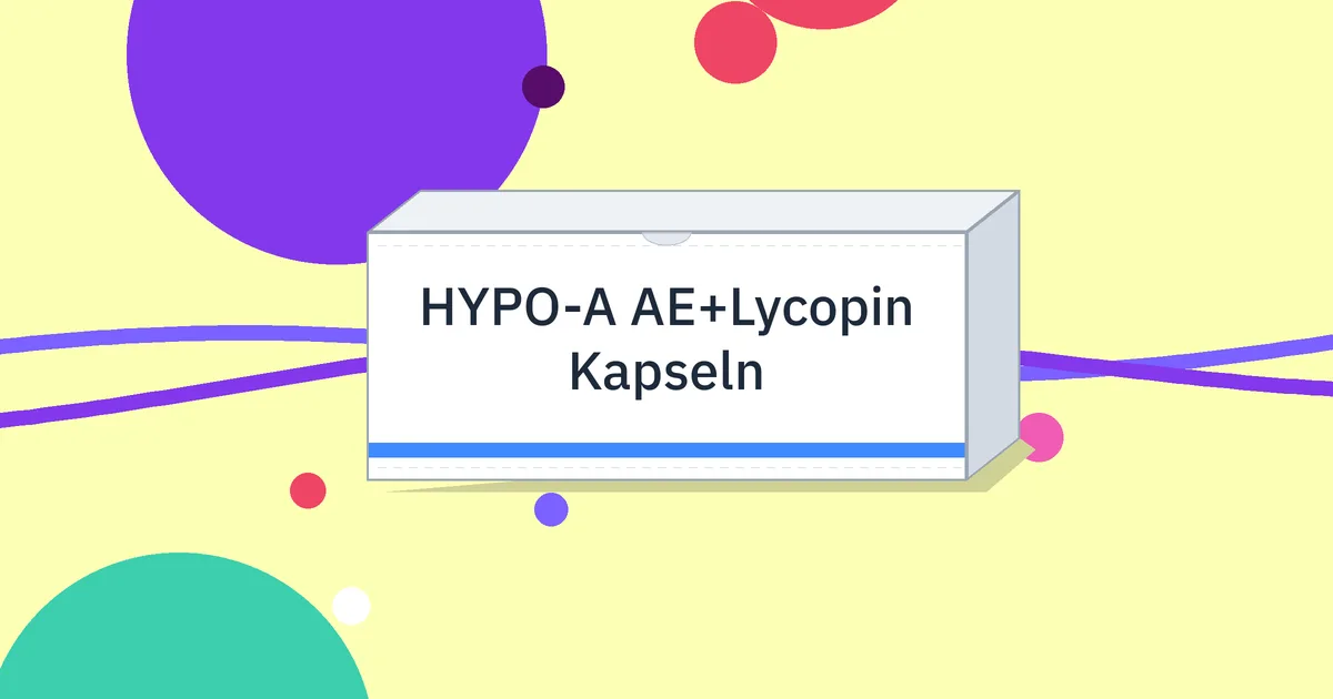 Symbolbild: Packung mit der Aufschrift HYPO-A AE+Lycopin Kapseln (PZN 11092637) – Verfügbarkeit und Bezug in Apotheken in Frankfurt am Main