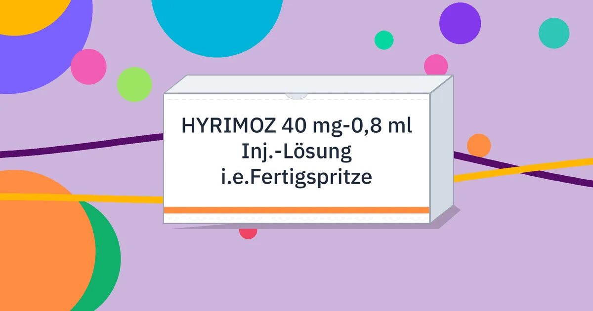 Symbolbild: Packung mit der Aufschrift HYRIMOZ 40 mg-0,8 ml Inj.-Lösung i.e.Fertigspritze (PZN 16002679) – Verfügbarkeit und Bezug in Apotheken in Frankfurt am Main
