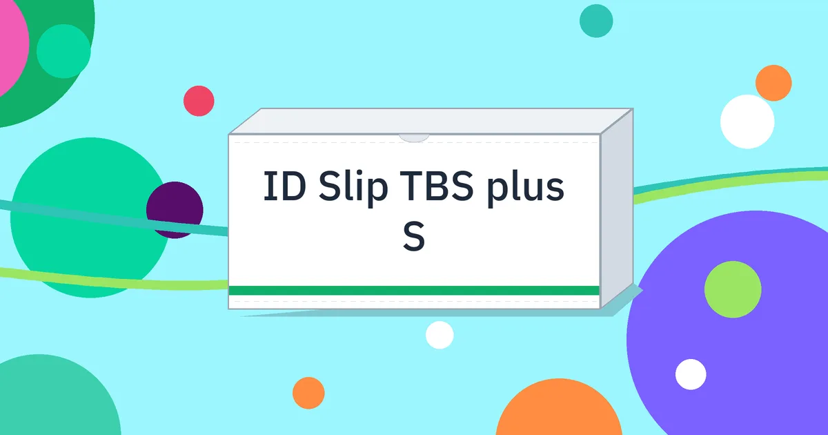 Symbolbild: Packung mit der Aufschrift ID Slip TBS plus S (PZN 16626368) – Verfügbarkeit und Bezug in Apotheken in Frankfurt am Main
