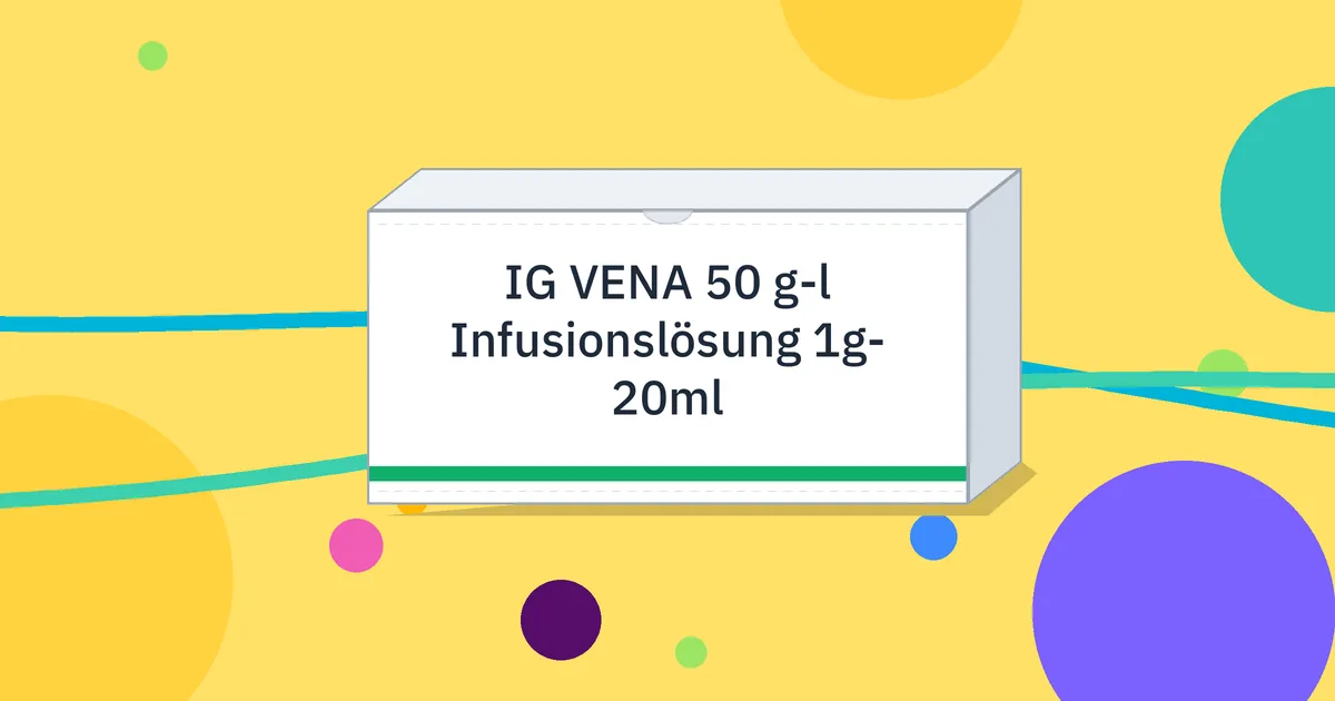 Symbolbild: Packung mit der Aufschrift IG VENA 50 g-l Infusionslösung 1g-20ml (PZN 18190231) – Verfügbarkeit und Bezug in Apotheken in Frankfurt am Main