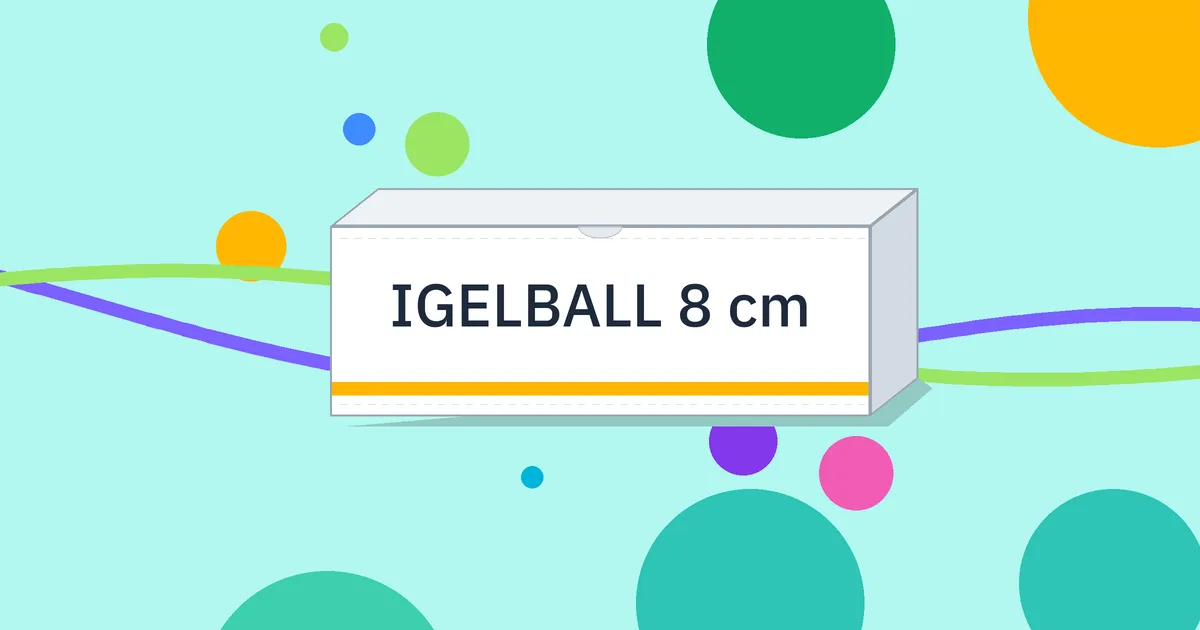 Symbolbild: Packung mit der Aufschrift IGELBALL 8 cm (PZN 10997750) – Verfügbarkeit und Bezug in Apotheken in Frankfurt am Main