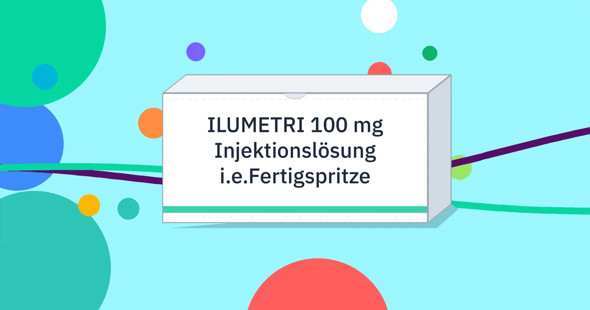 Symbolbild: Packung mit der Aufschrift ILUMETRI 100 mg Injektionslösung i.e.Fertigspritze (PZN 17259512) – Verfügbarkeit und Bezug in Apotheken in Frankfurt am Main