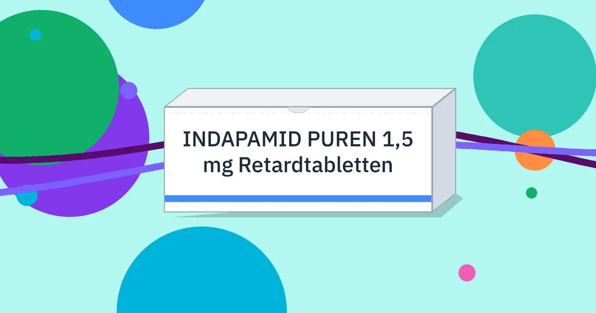 Symbolbild: Packung mit der Aufschrift INDAPAMID PUREN 1,5 mg Retardtabletten (PZN 05362937) – Verfügbarkeit und Bezug in Apotheken in Frankfurt am Main
