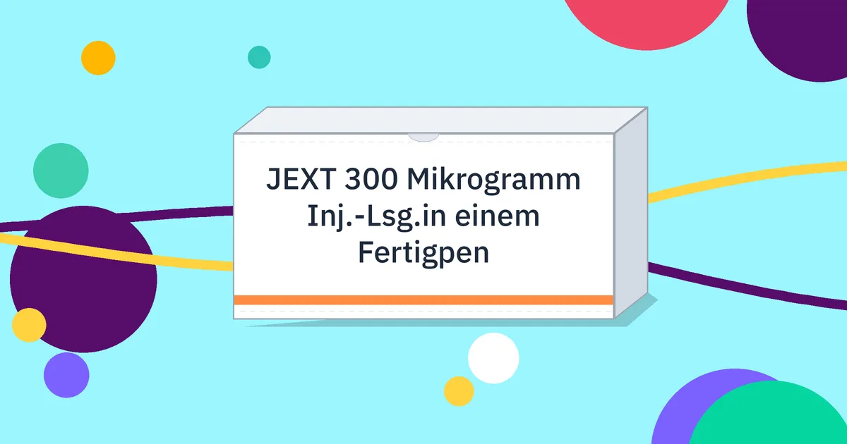 Symbolbild: Packung mit der Aufschrift JEXT 300 Mikrogramm Inj.-Lsg.in einem Fertigpen (PZN 18883508) – Verfügbarkeit und Bezug in Apotheken in Frankfurt am Main