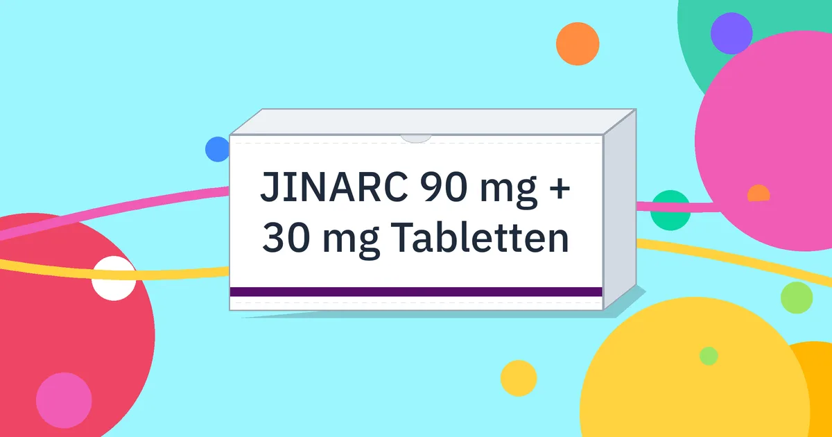 Symbolbild: Packung mit der Aufschrift JINARC 90 mg + 30 mg Tabletten (PZN 11160913) – Verfügbarkeit und Bezug in Apotheken in Frankfurt am Main