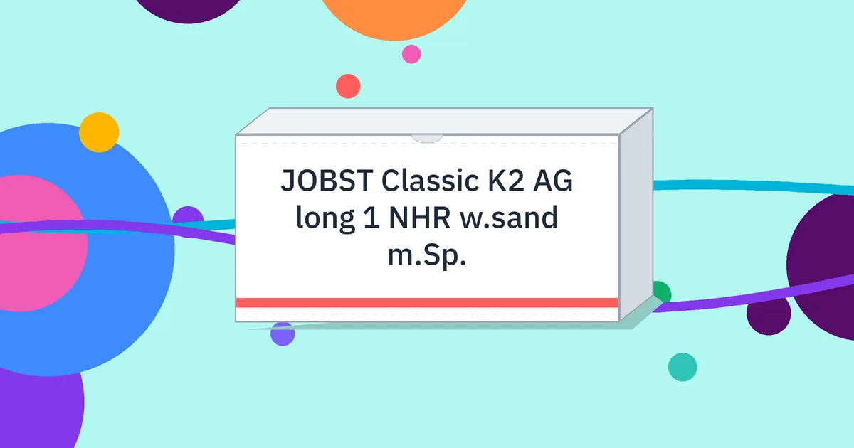 Symbolbild: Packung mit der Aufschrift JOBST Classic K2 AG long 1 NHR w.sand m.Sp. (PZN 11269975) – Verfügbarkeit und Bezug in Apotheken in Frankfurt am Main