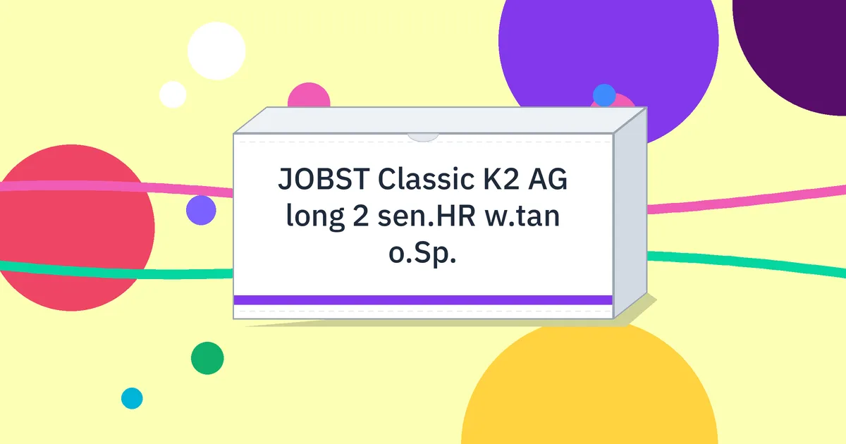 Symbolbild: Packung mit der Aufschrift JOBST Classic K2 AG long 2 sen.HR w.tan o.Sp. (PZN 17959379) – Verfügbarkeit und Bezug in Apotheken in Frankfurt am Main
