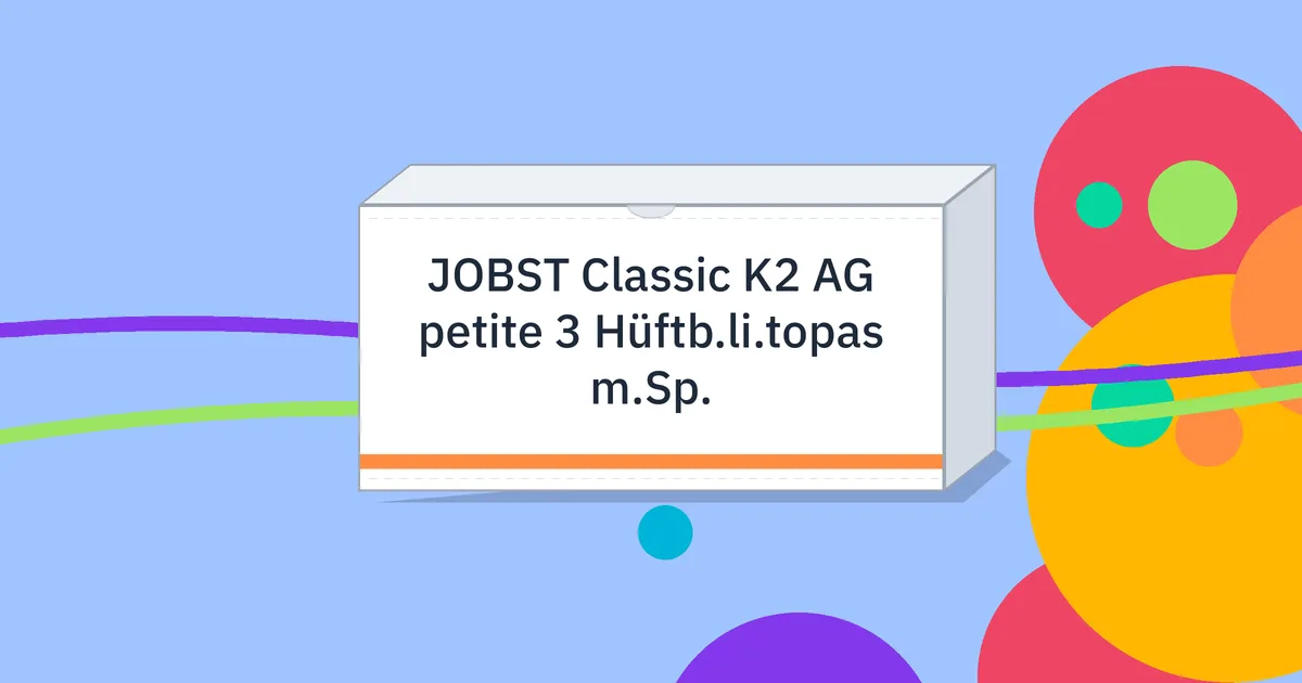 Symbolbild: Packung mit der Aufschrift JOBST Classic K2 AG petite 3 Hüftb.li.topas m.Sp. (PZN 13064438) – Verfügbarkeit und Bezug in Apotheken in Frankfurt am Main