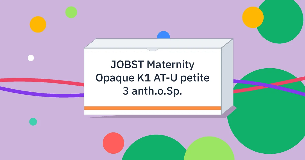 Symbolbild: Packung mit der Aufschrift JOBST Maternity Opaque K1 AT-U petite 3 anth.o.Sp. (PZN 15855339) – Verfügbarkeit und Bezug in Apotheken in Frankfurt am Main
