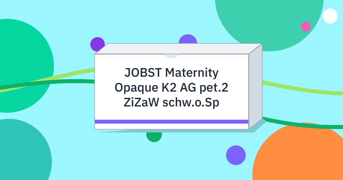 Symbolbild: Packung mit der Aufschrift JOBST Maternity Opaque K2 AG pet.2 ZiZaW schw.o.Sp (PZN 15853866) – Verfügbarkeit und Bezug in Apotheken in Frankfurt am Main