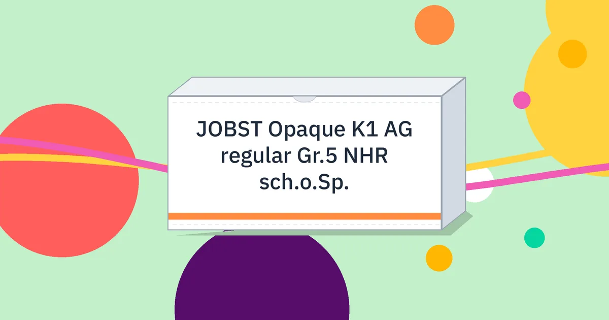 Symbolbild: Packung mit der Aufschrift JOBST Opaque K1 AG regular Gr.5 NHR sch.o.Sp. (PZN 13095373) – Verfügbarkeit und Bezug in Apotheken in Frankfurt am Main
