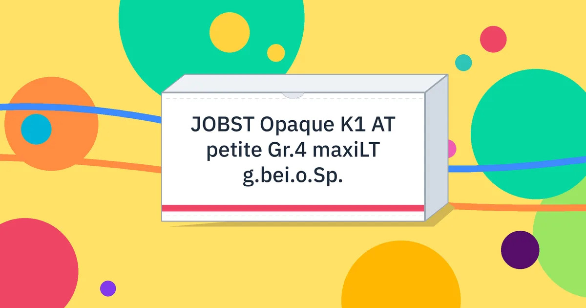Symbolbild: Packung mit der Aufschrift JOBST Opaque K1 AT petite Gr.4 maxiLT g.bei.o.Sp. (PZN 16276230) – Verfügbarkeit und Bezug in Apotheken in Frankfurt am Main