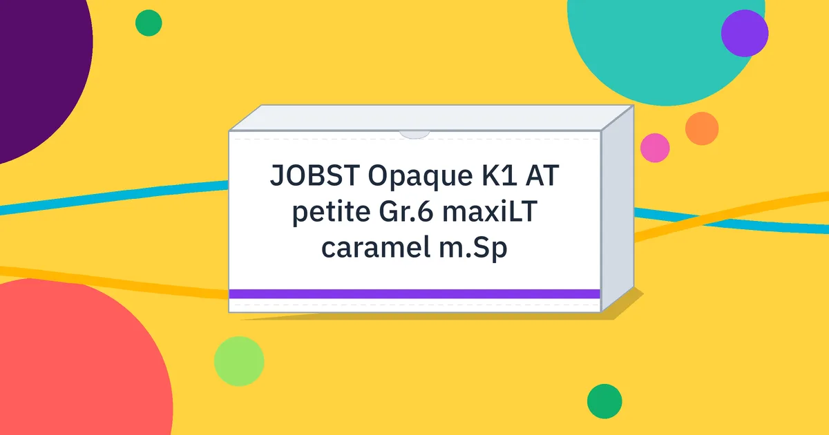 Symbolbild: Packung mit der Aufschrift JOBST Opaque K1 AT petite Gr.6 maxiLT caramel m.Sp (PZN 13102653) – Verfügbarkeit und Bezug in Apotheken in Frankfurt am Main