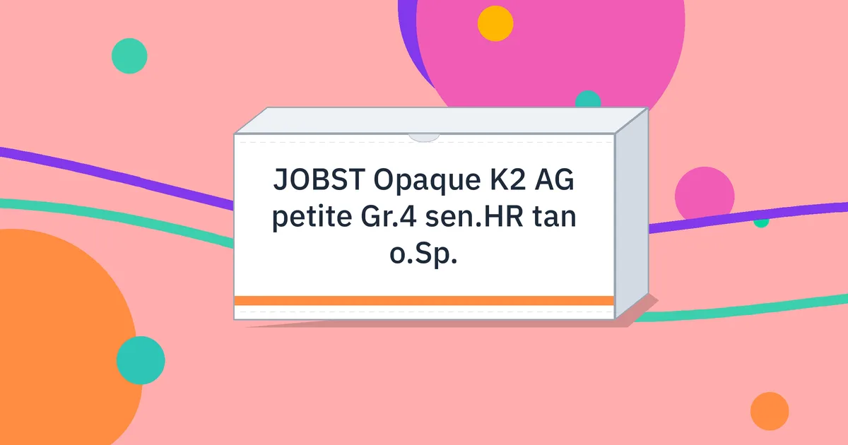 Symbolbild: Packung mit der Aufschrift JOBST Opaque K2 AG petite Gr.4 sen.HR tan o.Sp. (PZN 16285045) – Verfügbarkeit und Bezug in Apotheken in Frankfurt am Main